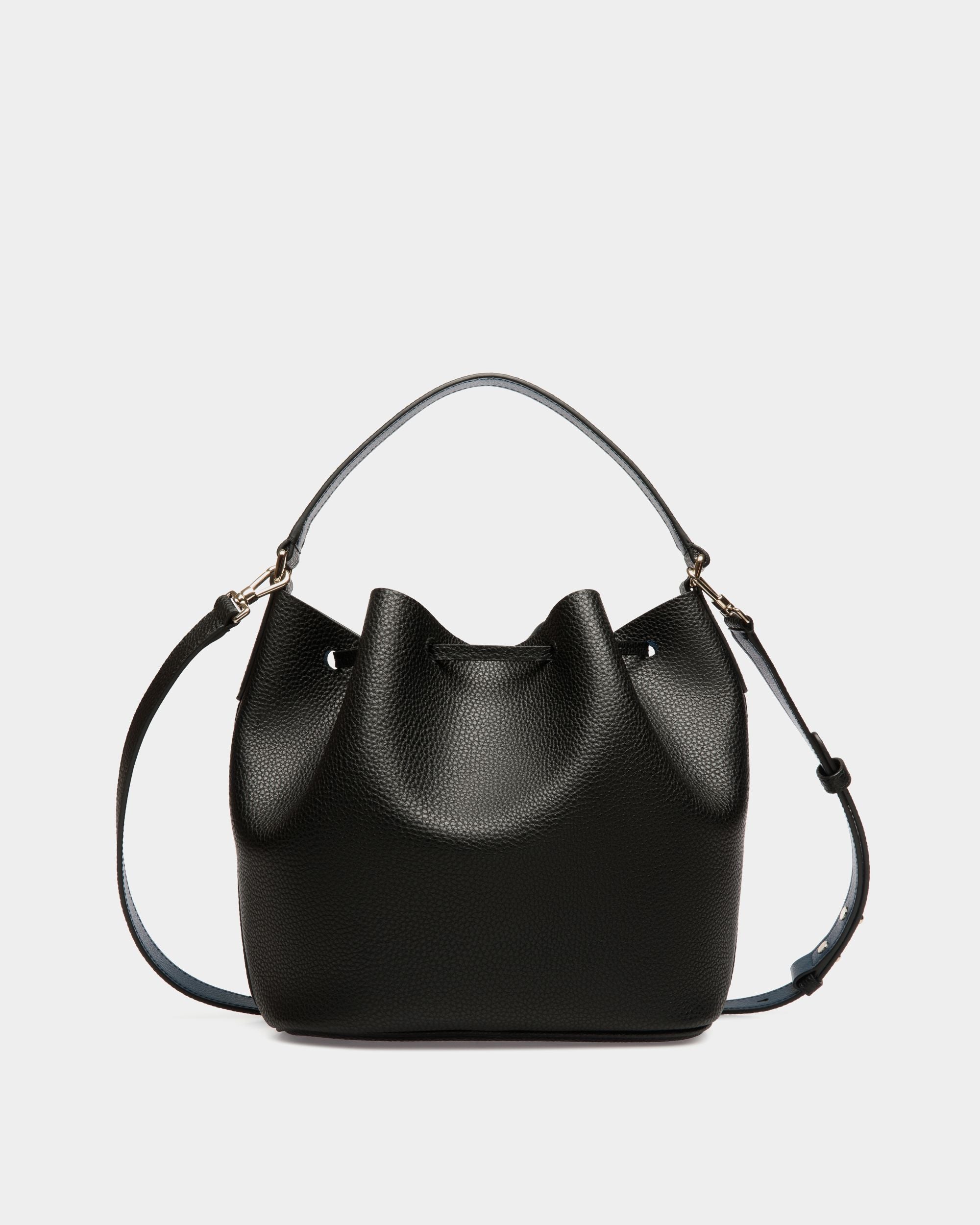 Women's Black Bucket Bag In Black Grained Leather | Bally Global