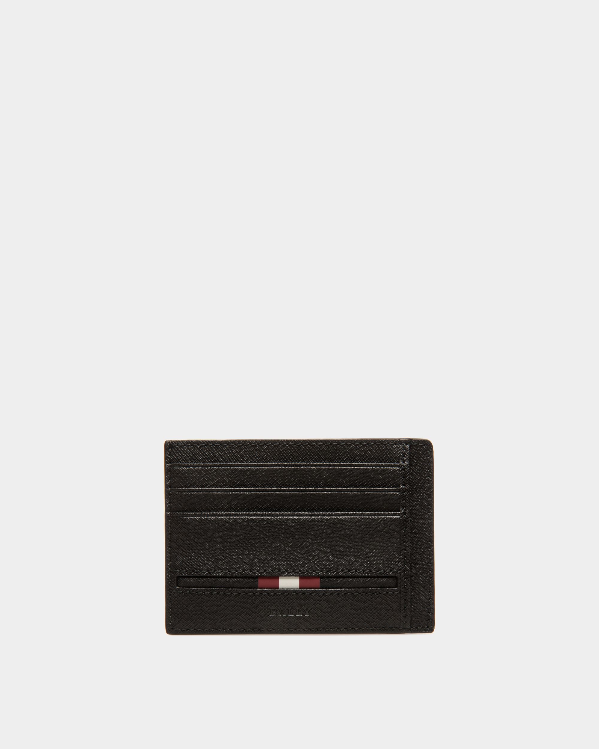 Men's Black Business Card Holder in Black Embossed Leather | Bally Global