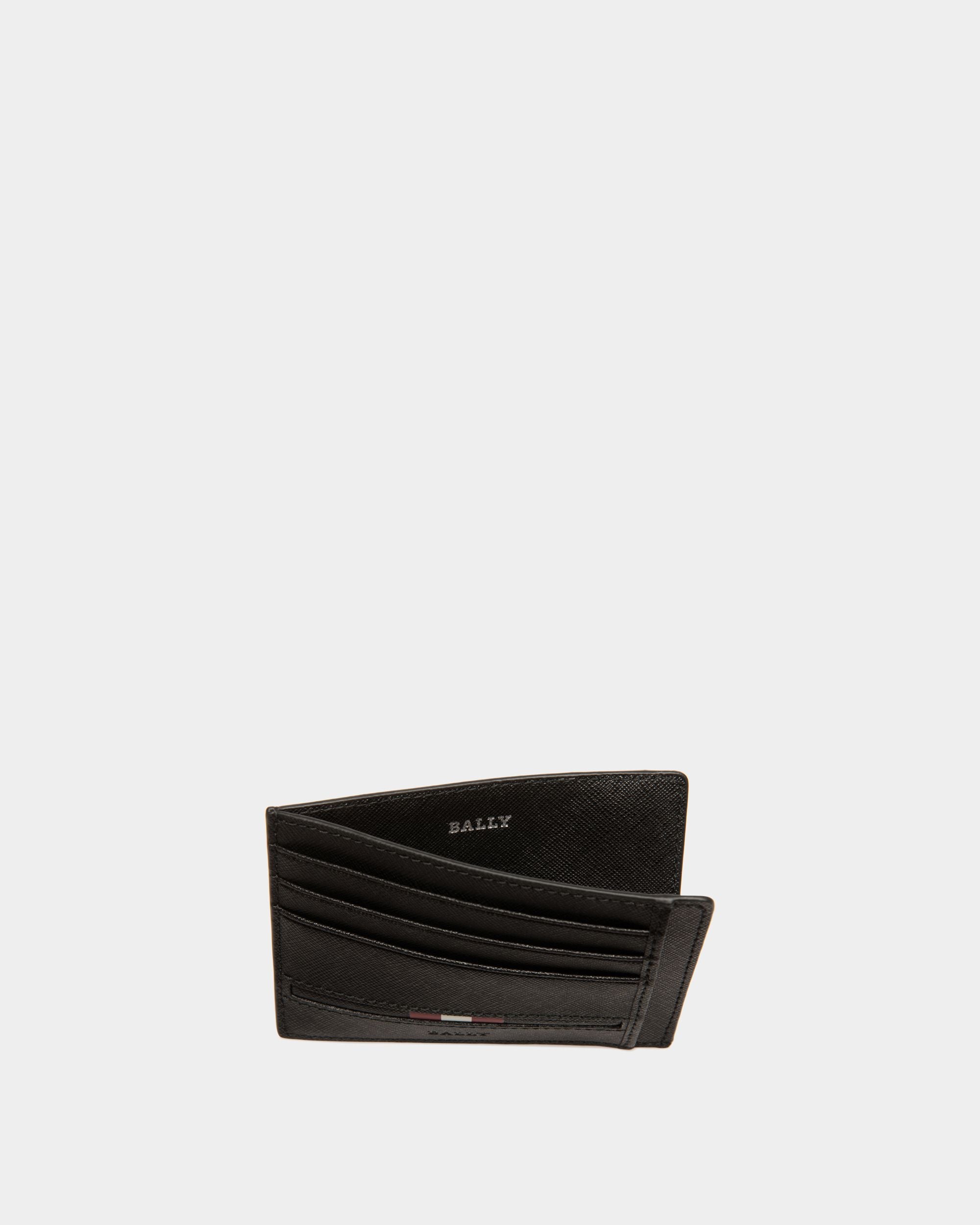 Men's Black Business Card Holder in Black Embossed Leather | Bally Global