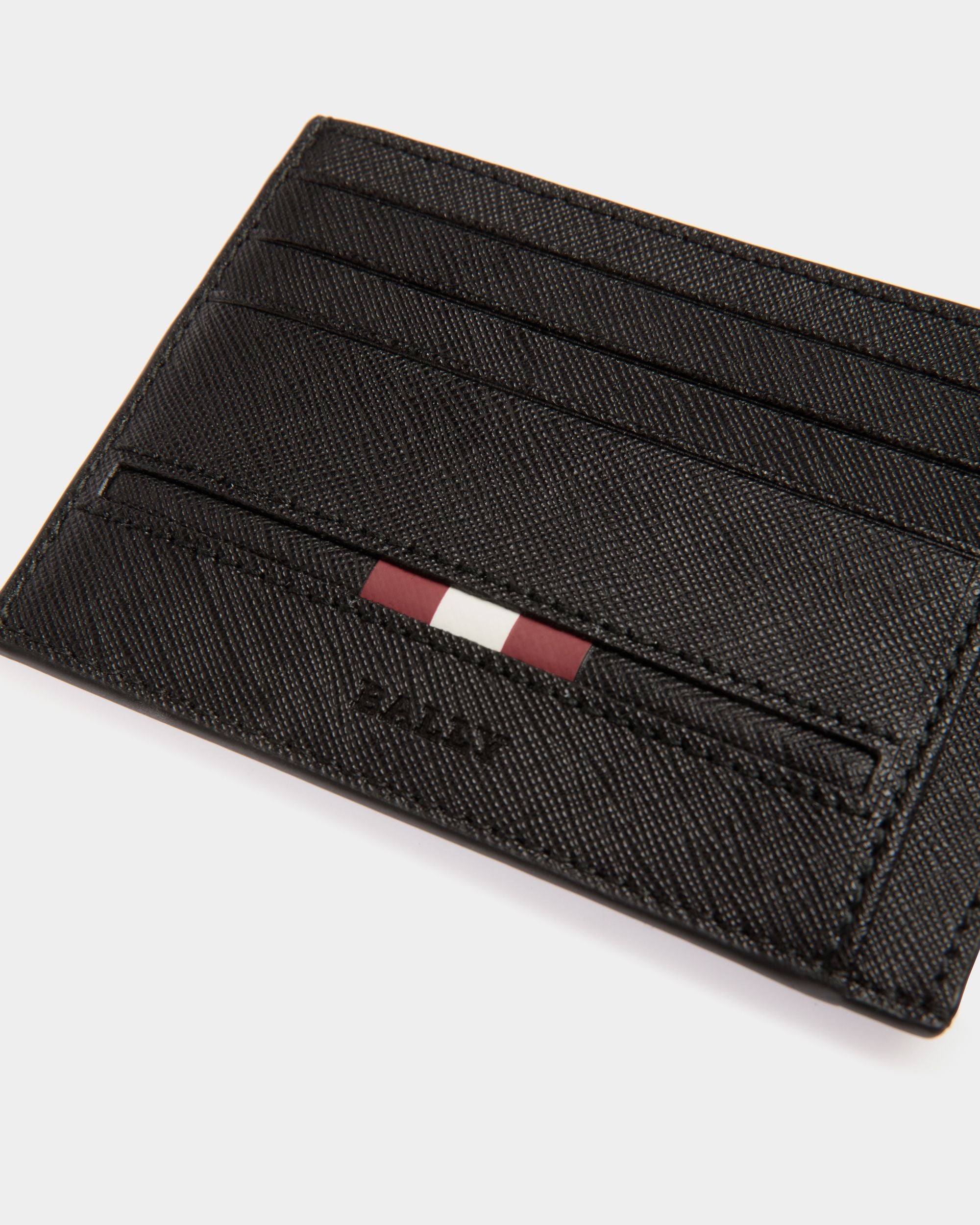 Men's Black Business Card Holder in Black Embossed Leather | Bally Global