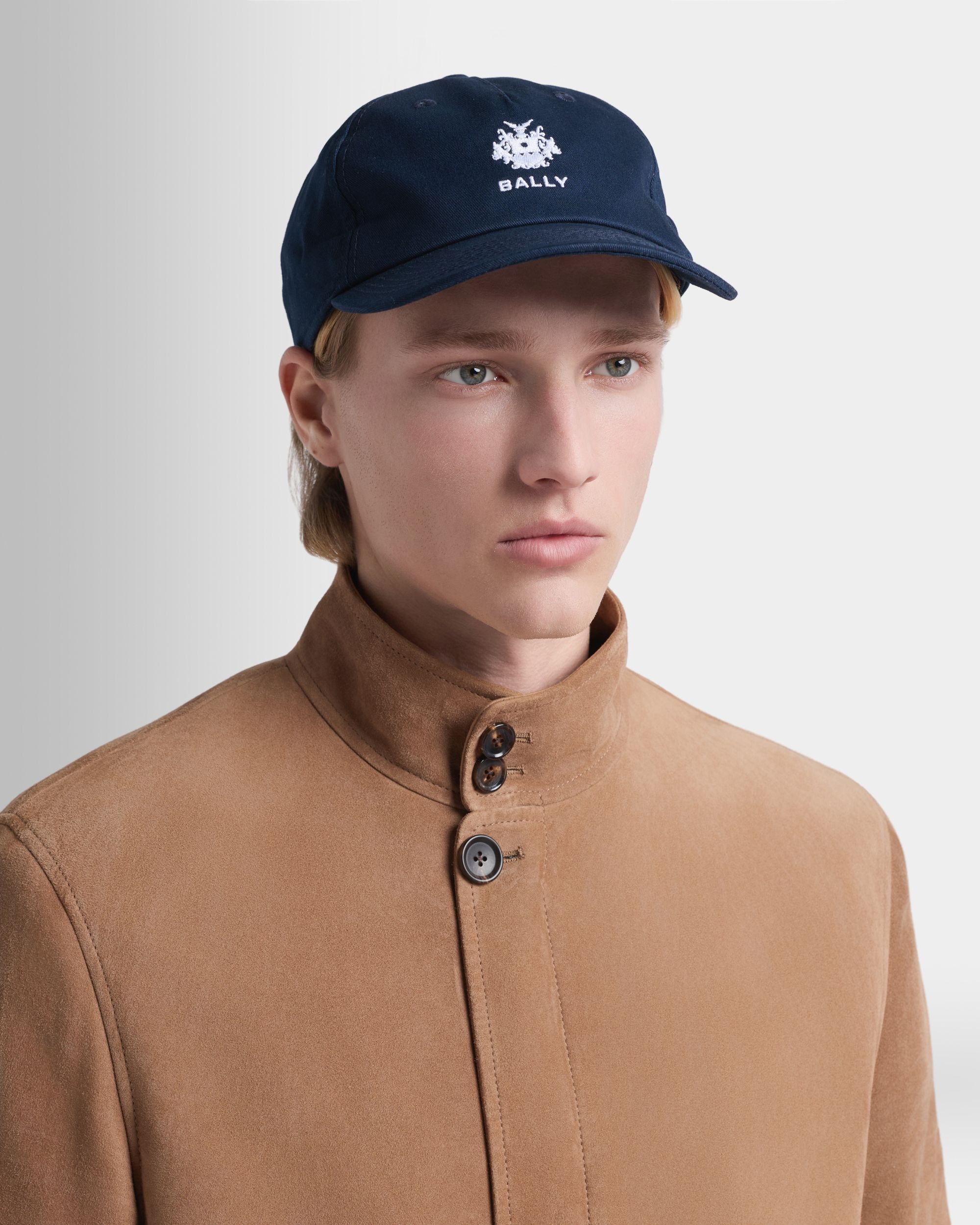 Men's Blue Baseball Hat in Navy Blue Cotton With a Solid Bally Crest ...