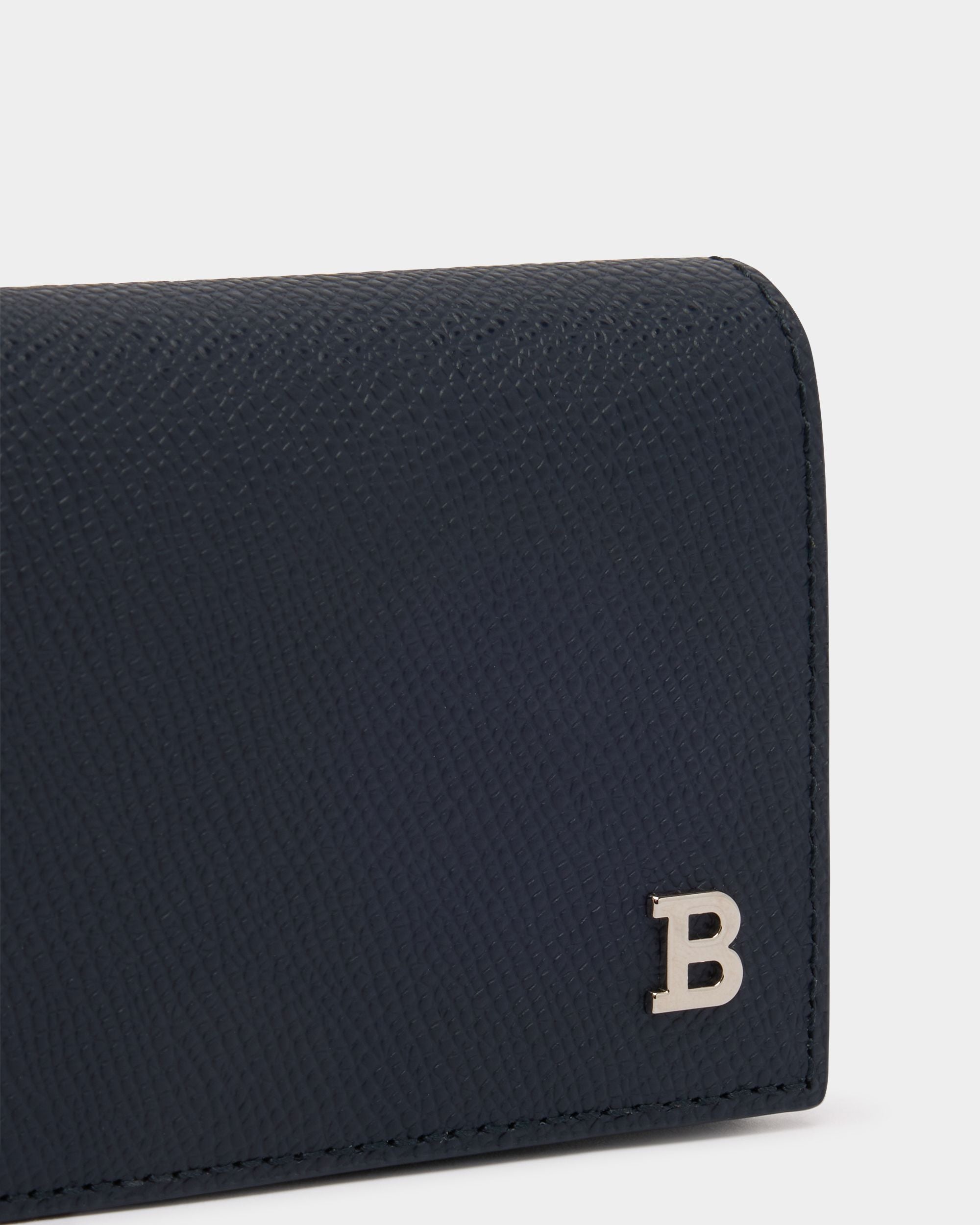 Men's Blue Business Card Holder in Navy Blue Embossed Leather | Bally ...