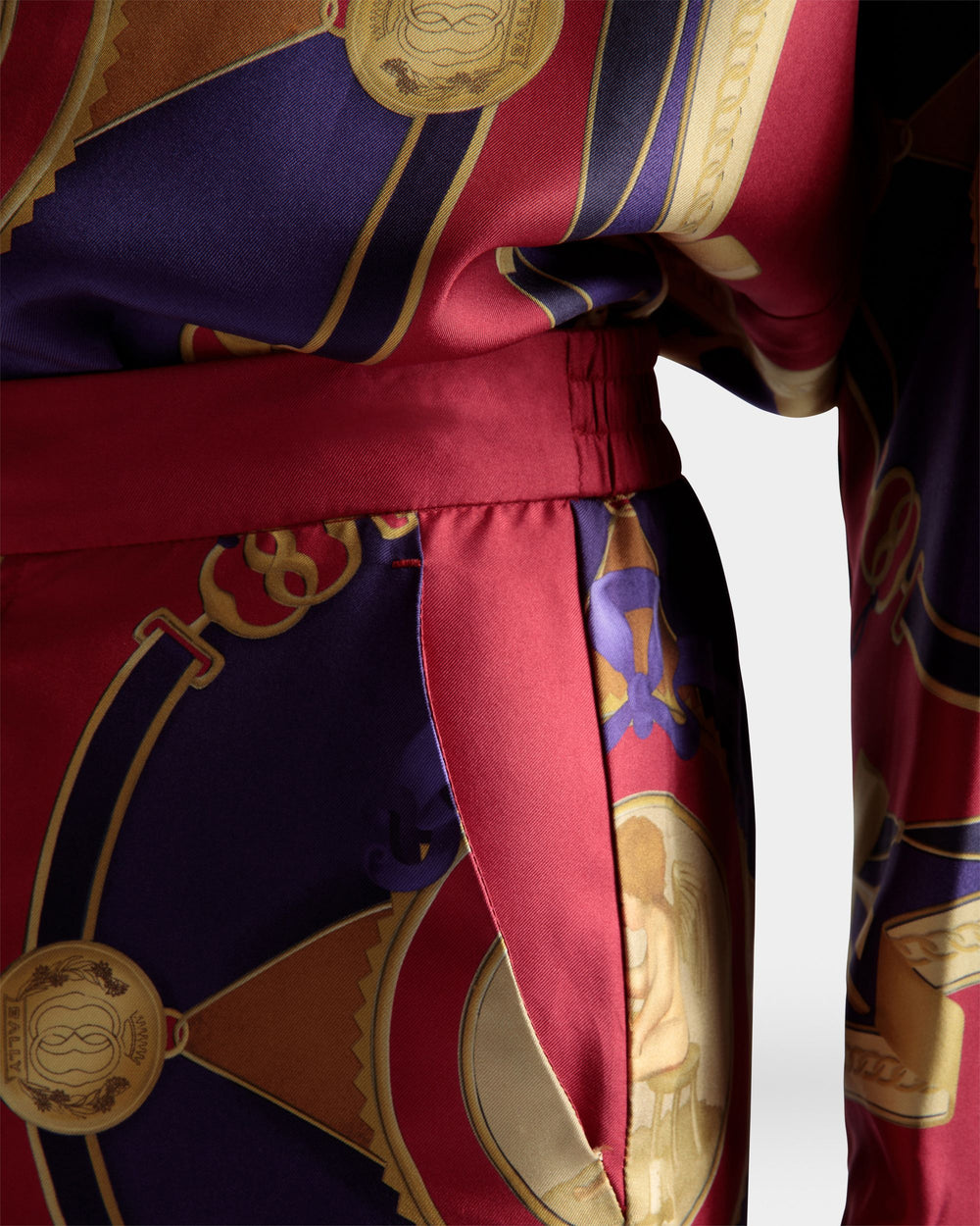 Men's Red Wide Leg Trousers In Deep Red Silk | Bally Global