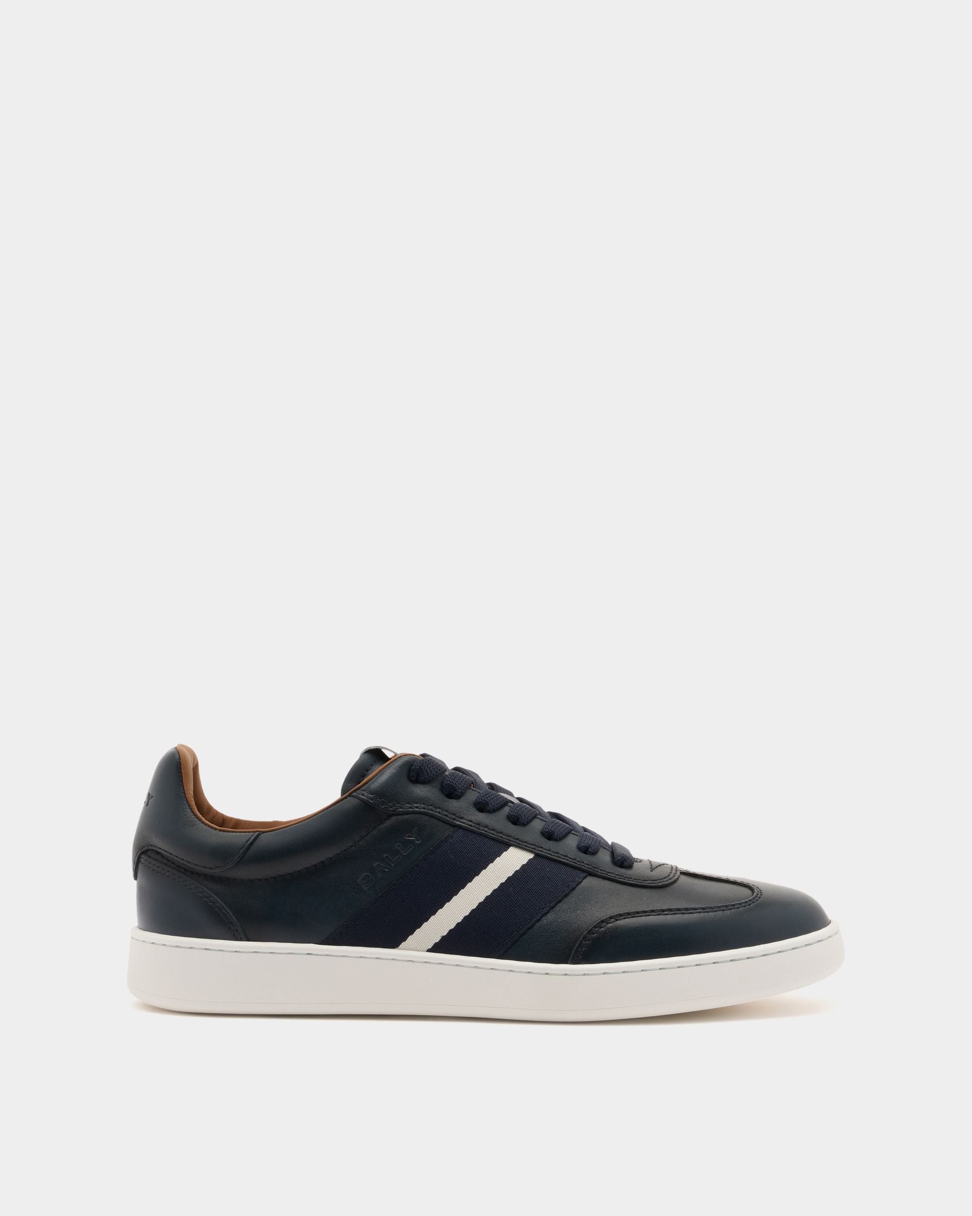 Men's Blue Retro Crest Sneaker In Navy Blue Leather | Bally Global