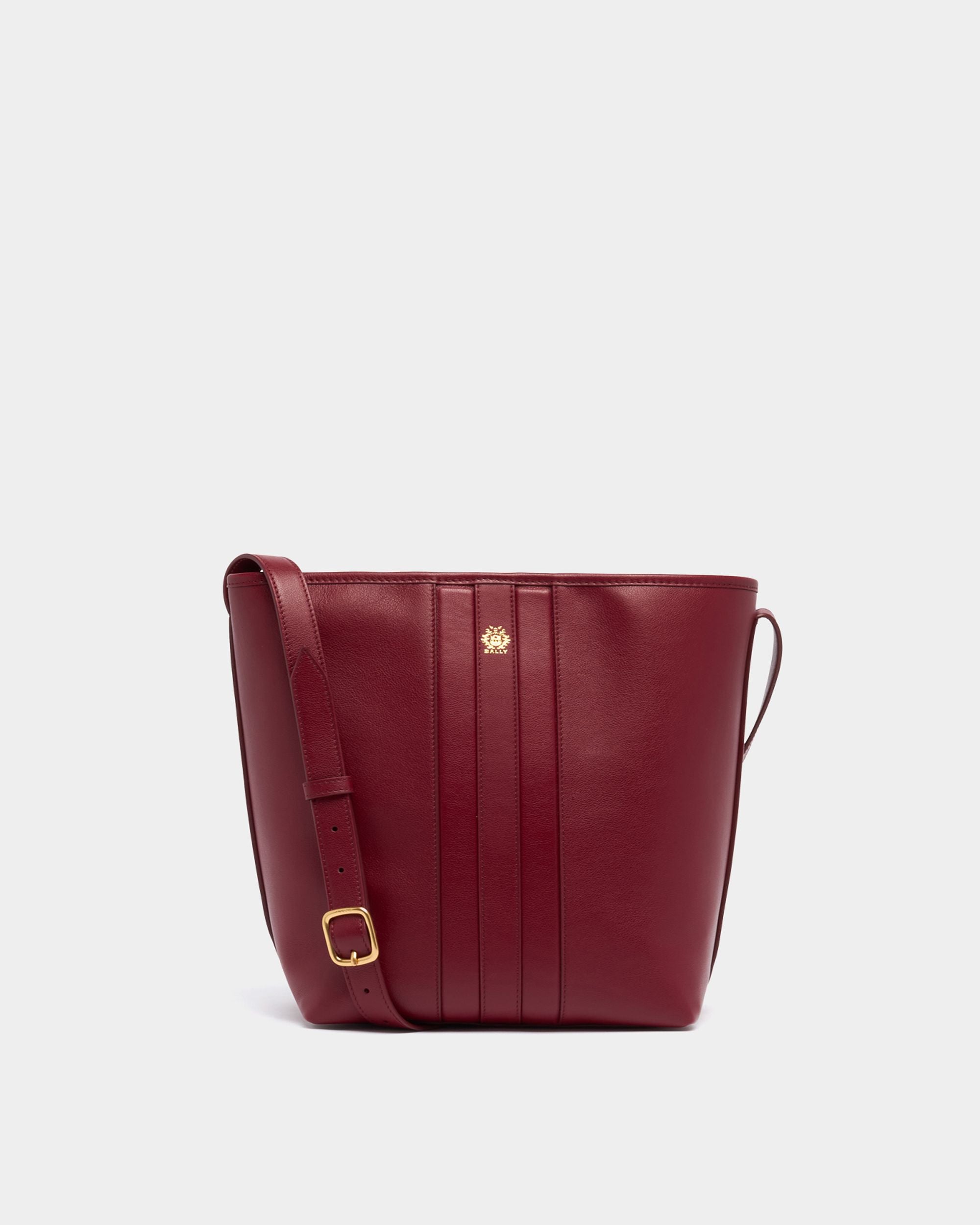 Women's Red Signature Bucket Bag in Ruby Red Leather | Bally Global