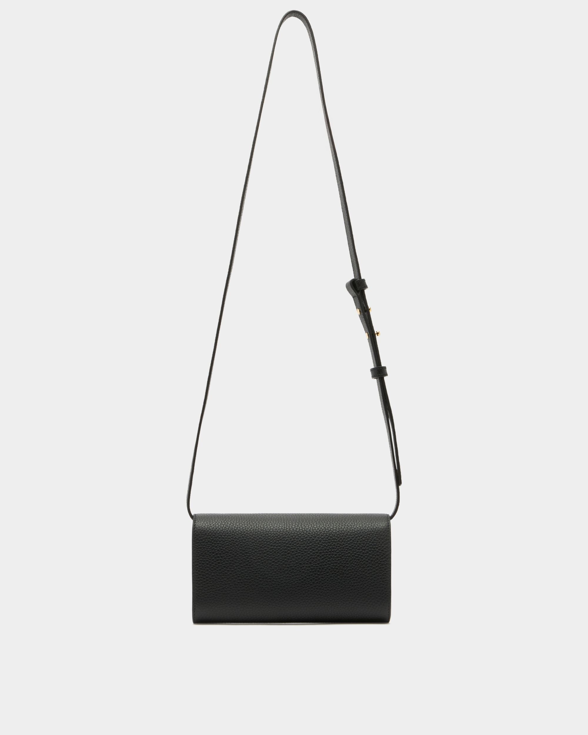Women's Black Phone Wallet in Black Grained Leather | Bally Global