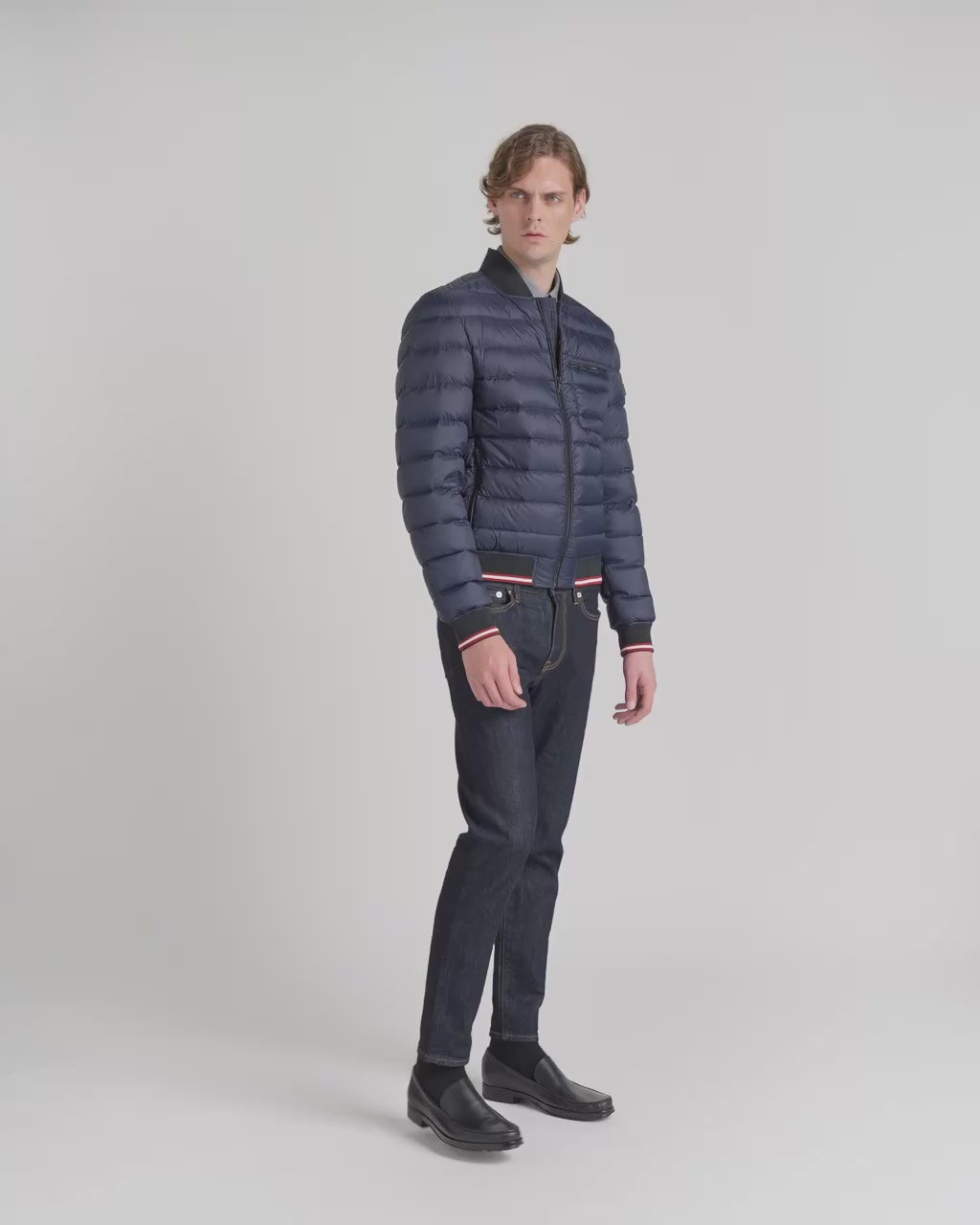 Men's Blue Light Puffer Jacket in Navy Blue Nylon | Bally Global